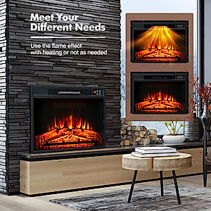 GOFLAME 23” Electric Fireplace Insert, Recessed Fireplace Heater with Remote Control & Touch Screen, Wall Mounted Electric Fireplace with Adjustable Flame Brightness and Timer, Overheating Protection