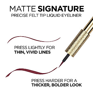 L’Oréal Paris Makeup Matte Signature Liquid Dip Eyeliner, Waterproof, Precise and Easy Application, All Day Wear, Vivid Matte Finish, Burgundy, 0.07 fl; Oz.