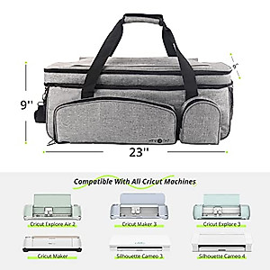 HTVRONT Carrying Case Bag for Cricut Maker/Maker 3/Explore Air 2/Silhouette Cameo 4, Double-Layer Carrying Bag for 12x12 Mats, Travel Storage Tote Bag for Cricut Accessories Storage & Die-Cutting