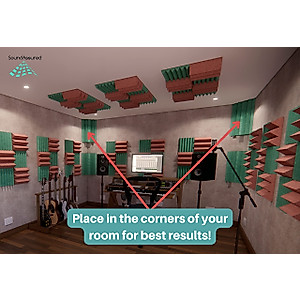 Color Acoustic Foam Bass Traps, Bulk 24” x 12” x 12” XL Soundproofing Studio Foam Bass Trap Bundle (4 Pack, Charcoal)