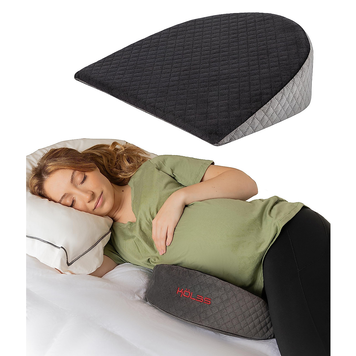 Kӧlbs Wedge Pregnancy Pillow | Memory Foam Pregnancy Pillow for Sleeping, Back, Knees and Legs | Maternity Wedge Pillow for Belly Support