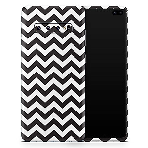 DesignSkinz Black and White Zigzag Chevron Pattern Protective Vinyl Decal Wrap Skin Cover Compatible with The Samsung Galaxy S20 (Screen Trim & Back Glass Skin)