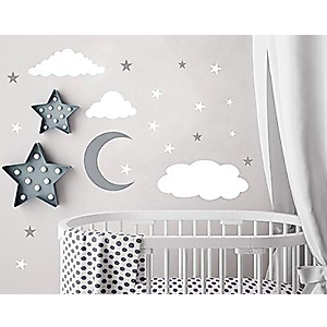 Clouds Wall Decals Moon and Stars Wall Decal Kids Wall Decals Wall Stickers Peel and Stick Removable Wall Stickers Kids Room Decoration Good Night Nursery Wall Decor