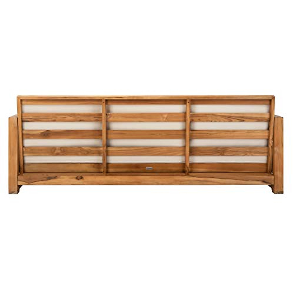 Safavieh CPT1008A Couture Guadeloupe Brazilian Teak Outdoor 3-Seat Patio Sofa, Natural/White