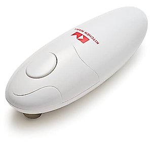 Kitchen Mama Electric Can Opener: Open Your Cans with A Simple Push of Button - Smooth Edge, Food-Safe and Battery Operated Handheld Can Opener(White)