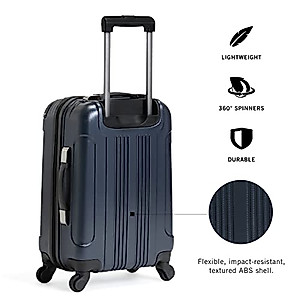 KENNETH COLE Out of Bounds Lightweight Durable Hardshell 4-Wheel Spinner Cabin Size Travel Suitcase, Navy, 3-Piece Set (20", 24", & 28")