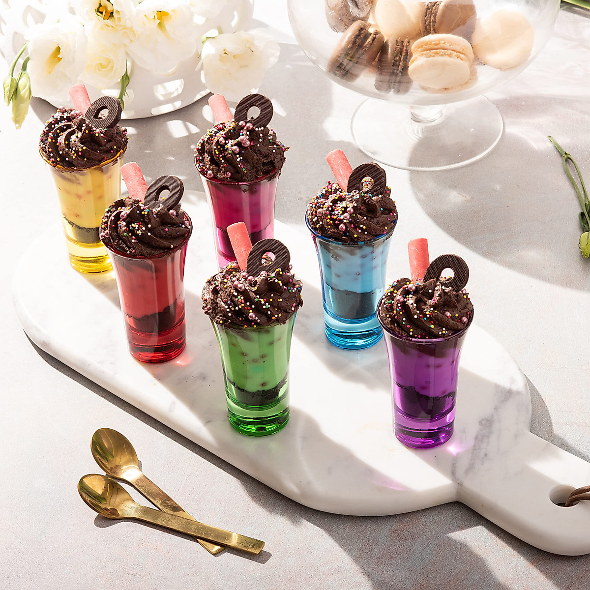 M&N HOME Colorful Shot Glasses - Fun Bachelor Party Decorations or Bar Glasses - 2 ounce Set of 6