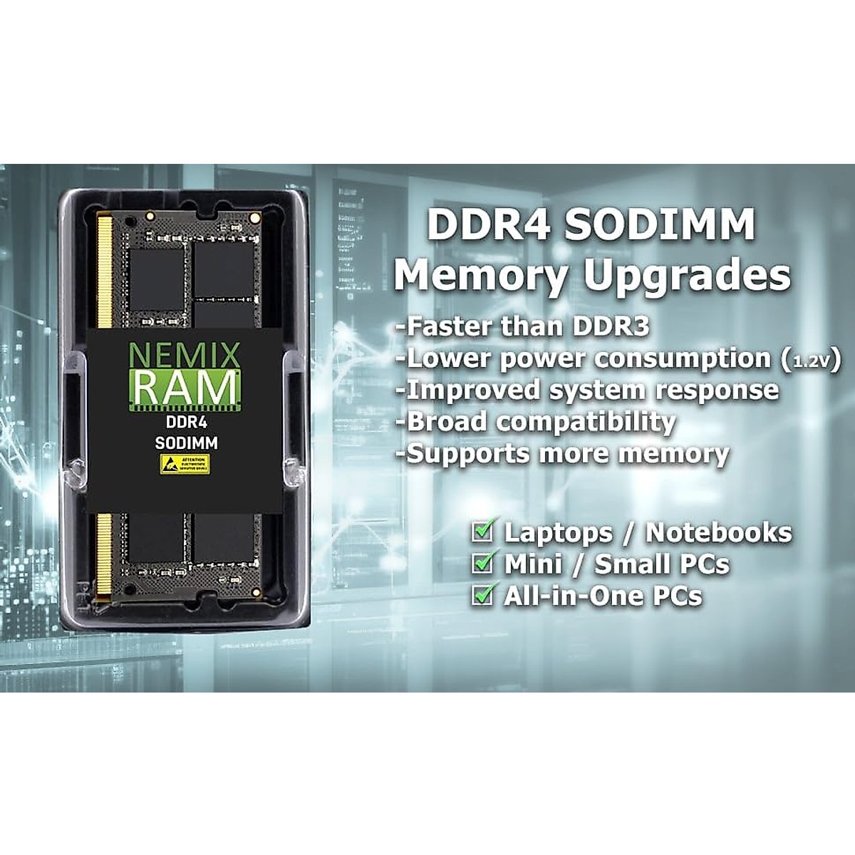 NEMIX RAM 64GB (4X16GB) DDR4 2400MHZ PC4-19200 2Rx8 1.2V CL17 260-PIN Non-ECC Unbuffered SODIMM Memory KIT Compatible with Apple iMac