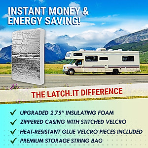 LATCH.IT Shower RV Skylight Insulator | V2.1 | Fits 14x22x2.75” Straight Skylight Inner Dome | RV Sunroof Skylight Cover w/Reflective Surface | Instant Energy Savings w/RV Vent Insulator!