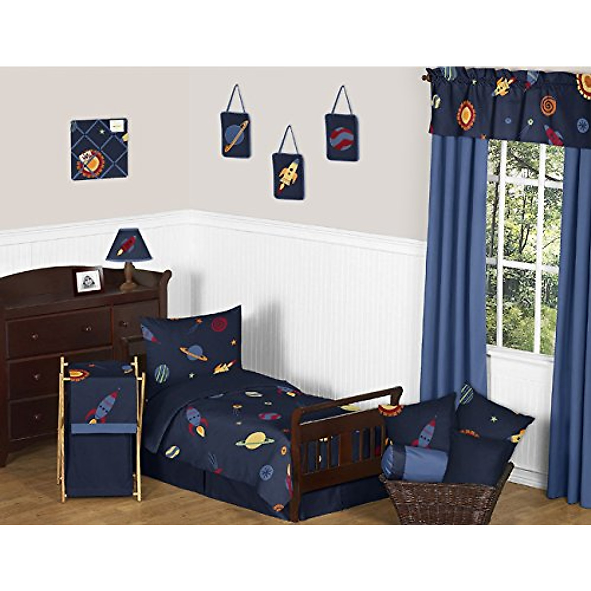 Sweet Jojo Designs Planet Saturn Rocket Ship Wall Hanging Accessories for Space Galaxy Bedding Set