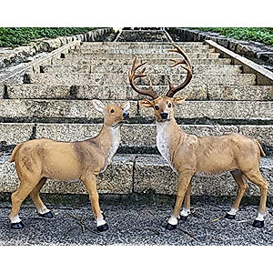 JHVYF Resin Deer Statue Home Office Decor Animal Figurine Decorations Lawn Decor Garden Sculpture -20" H Standing Deer + 14" Standing Doe