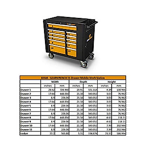 GEARWRENCH 42" 11 Drawer Mobile Work Station, Black & Orange - 83169