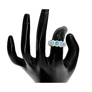 Natural Ethiopian Fire Opal Cabochon Ring 925 Sterling Silver October Birthstone Promise Ring Opal Jewelry Birthday Gift For Wife (Sterling Silver, 8.25 US)