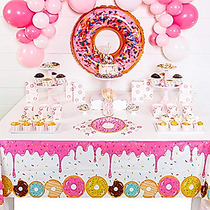 GGDE 2 Pcs Donut Dessert Theme Party Plastic Table Cover Birthday Party Decorations