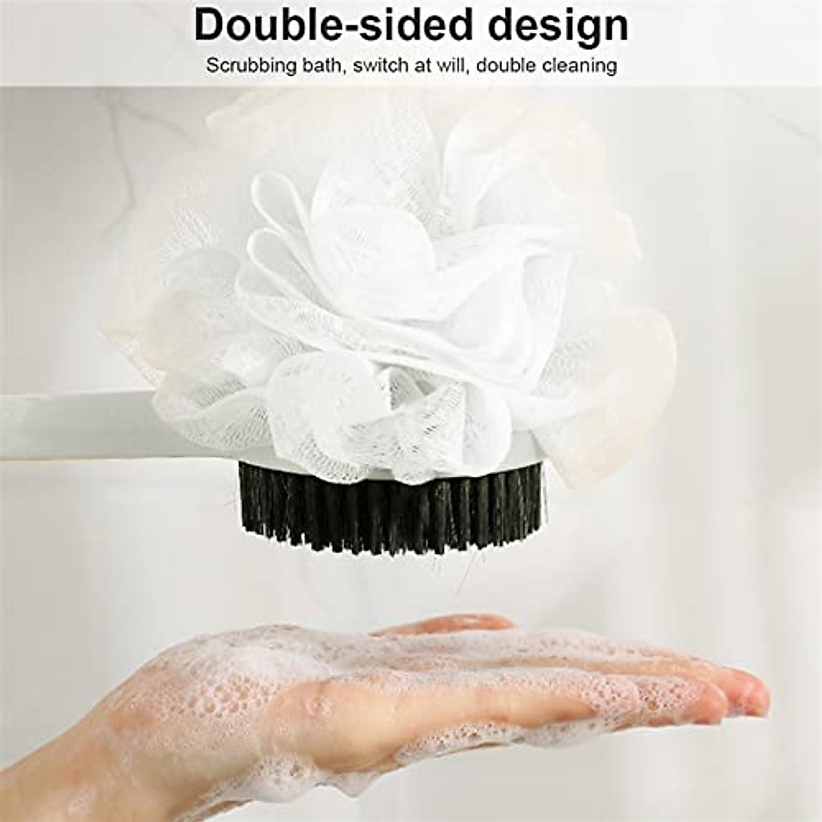 INGVY Dry Brushing Body Brush Bathroom Long Handle Back Brush Double Sided Shower Fine Sponge Body Scrubber Skin Exfoliating Bath Brush SPA Washing Tool (Color : Yellow)