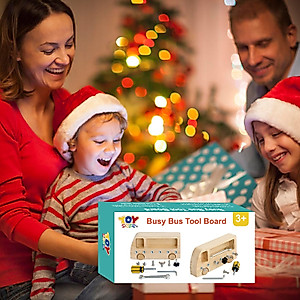 TOY Life Wooden Montessori Screwdriver Board Set for 3 4 5 Toddler & Kid, Preschool Learning Sensory Busy Bus Toys