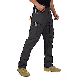 FREE SOLDIER Men's Cargo Pants,Tactical Pants for Men Stretch,Durable Ripstop EDC Work Pants for Hiking (Black 38Wx30L)