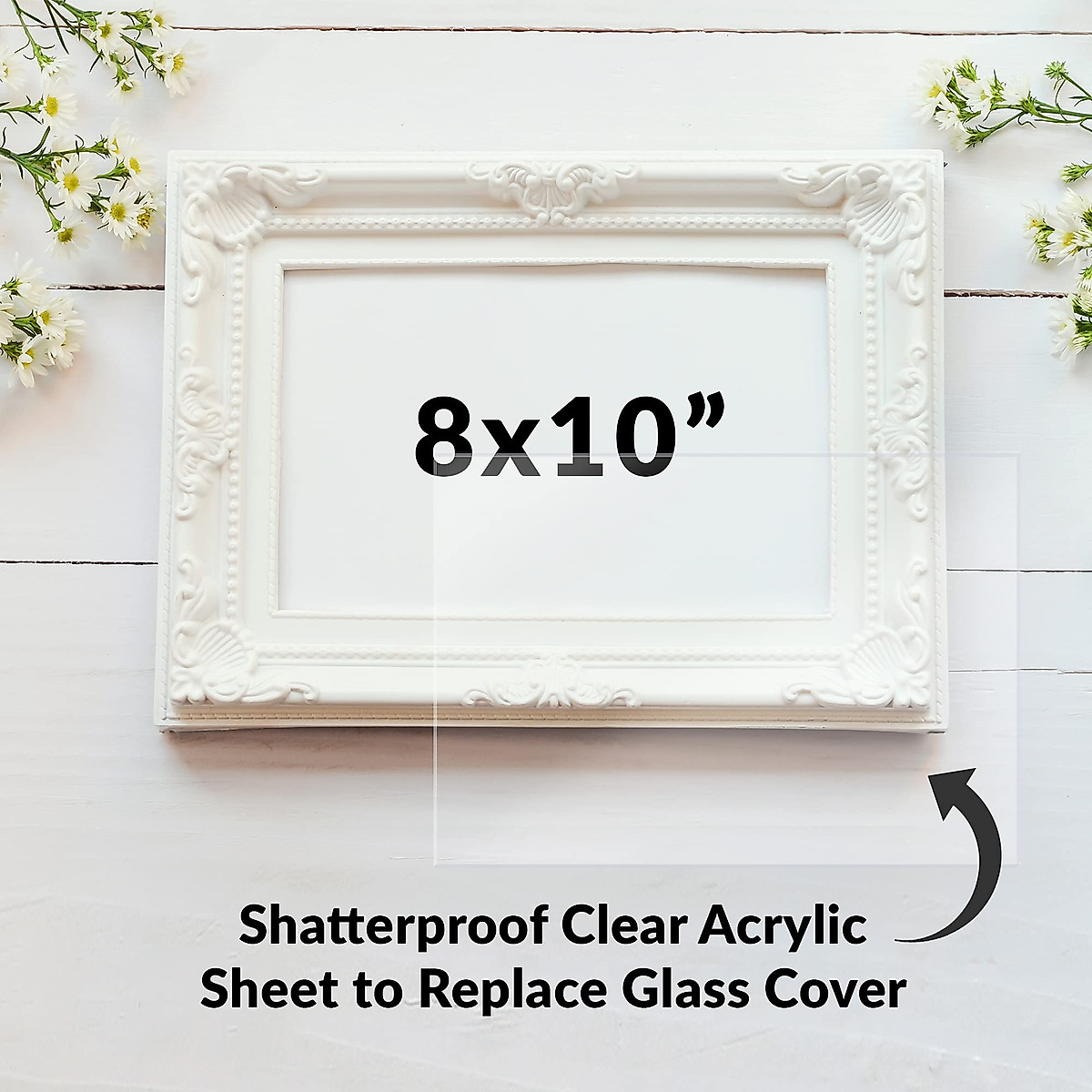 SimbaLux Acrylic Sheet Clear Plexiglass 8” x 10” 0.04” Thick (1mm) Pack of 10 Transparent Plastic Plexi Glass Board with Protective Paper for Photo Frame Replacement, DIY Display Projects, Craft