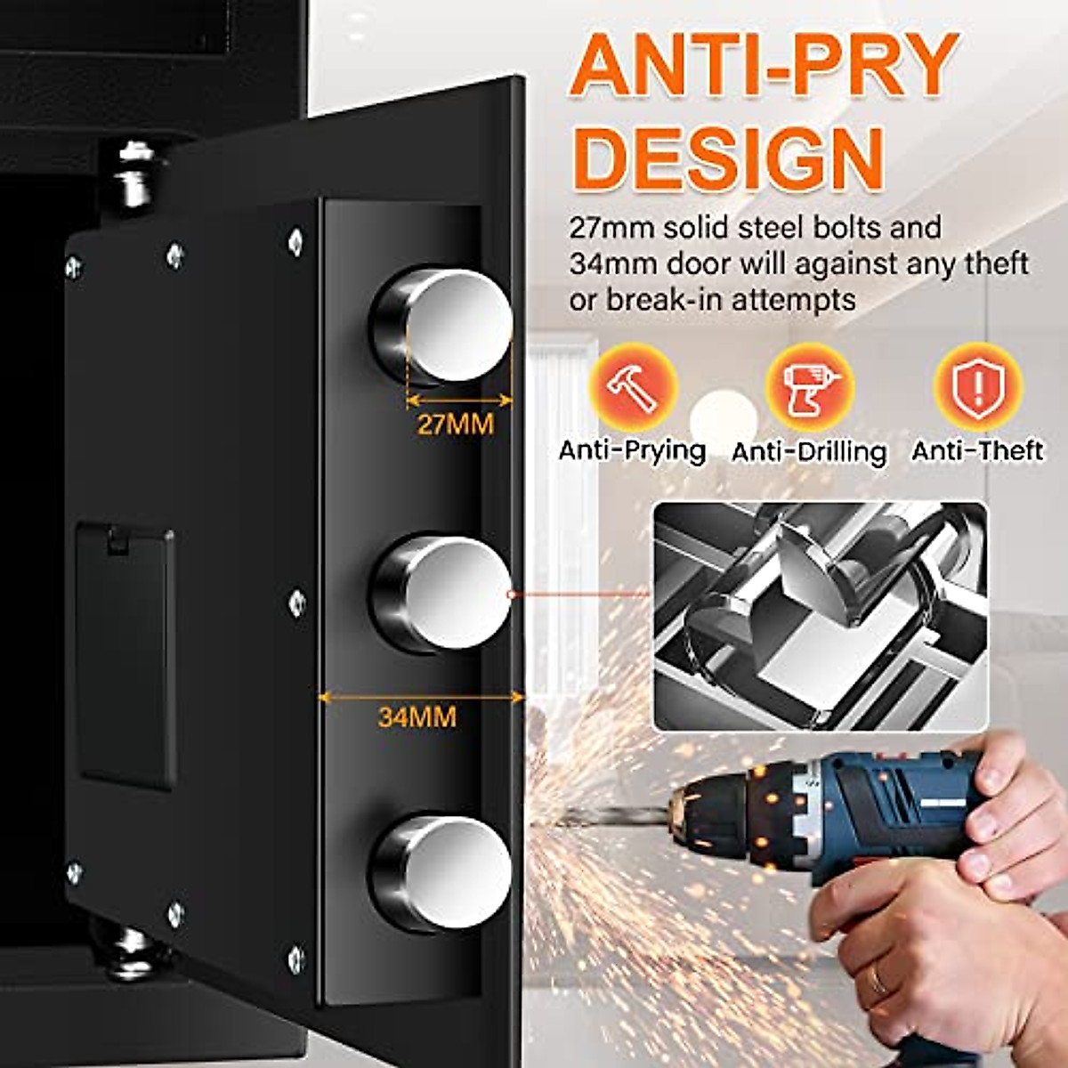 2.8 Cuft Depository Safe with Drop Slot, Anti-Theft Cash Drop Safe with Digital Keypad, Heavy Duty Money Drop Box with LED Display, Drop Safe for Business Mail Church