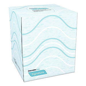 Cascades Pro F710 Signature Facial Tissue, 2-Ply, White, Cube, 90 Sheets/Box, 36 Boxes/Carton