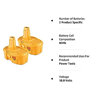 SHGEEN 【2023 Upgraded 4600mAh 】 2Pack DC9096 Ni-MH Replacement for Dewalt 18V Battery XRP DC9096 DC9098 DC9099 DW9095 DW9096 DW9098 DE9039