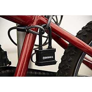 BRINKS - 40mm Laminated Steel Weather Resistant Padlock with 2” Shackle - Vinyl Wrapped and Chrome Plated with Hardened Steel Shackle, 172-42051, Black