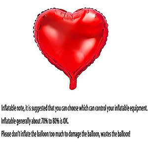 Red Heart Foil Mylar Balloons - Valentines Day Party Wedding Bachelorette Anniversary Birthday Baby Shower Party Favors Balloons Decorations, 50pc