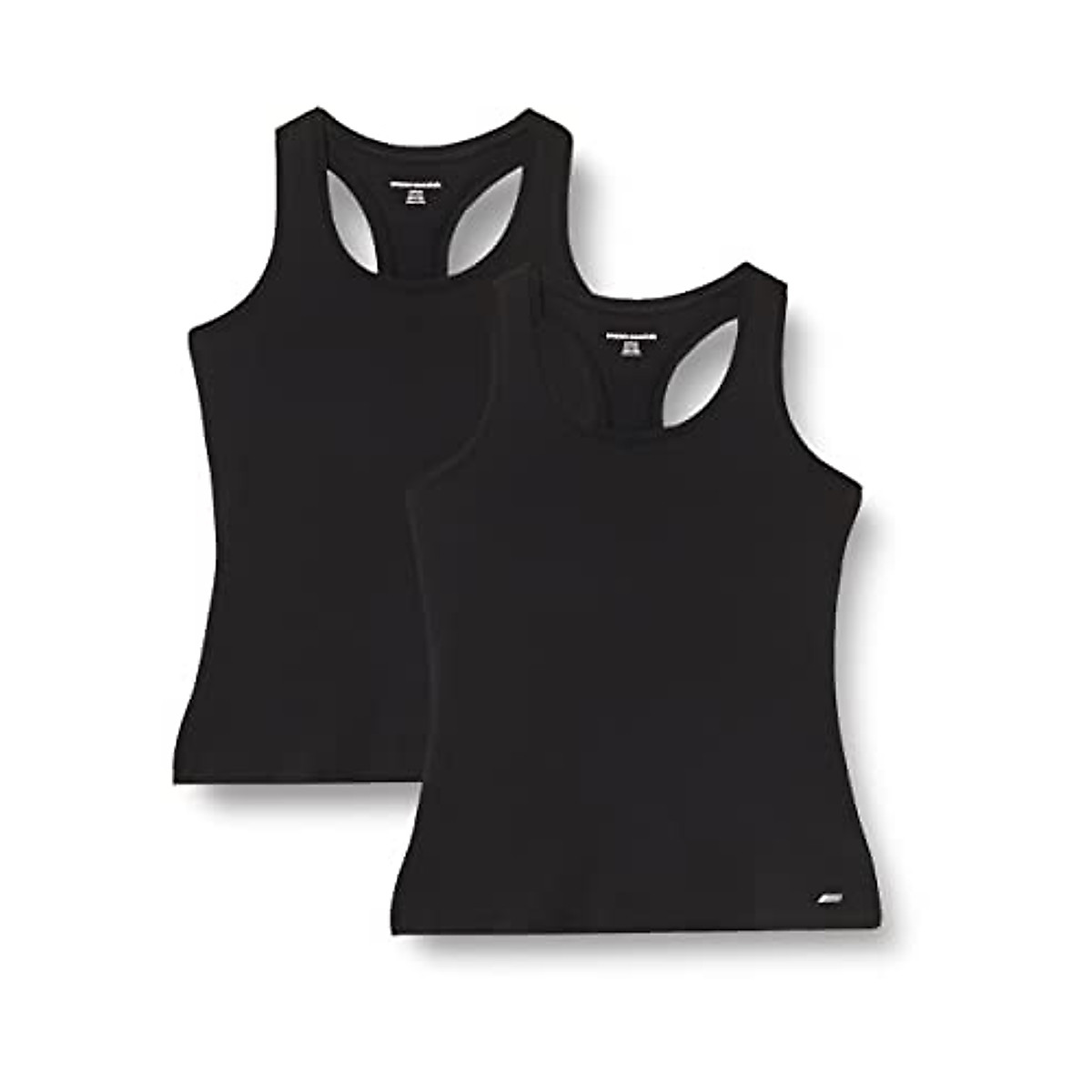 Amazon Essentials Women's Tech Stretch Racerback Tank Top (Available in Plus Size), Pack of 2, Black, Medium
