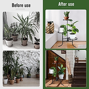 3 Tier Plant Stand, 3 Tier Plant Stands Indoor, Three Tiered Plant Stand Plant Holders for Outside Corner Plant Stand for Patio Garden Living Room Balcony, Black