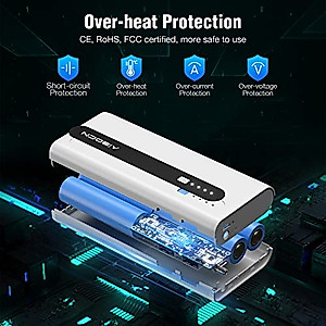 Aibocn Power Bank 10,000mAh Phone Portable Charger with Flashlight (White+Black)