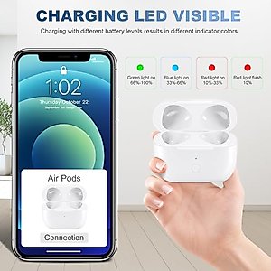 Wireless Charging Case Compatible with AirPods 3rd Generation Charging Case Replacement Charger Case Cover Compatible with Air Pods 3 Gen with Bluetooth Pairing Sync Button Quick-Pairing Button HCW