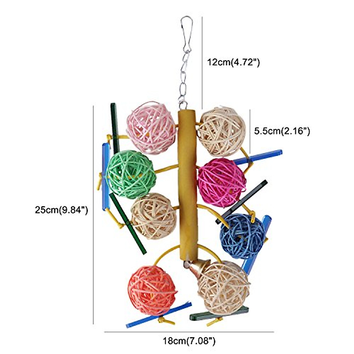 Messar 2 Pack Bird Chew Toys with Bells for Parrots Lovebirds Hanging Cage Toy