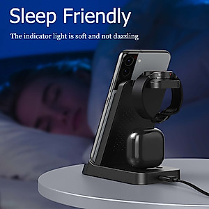 3 in 1 Charging Station for Samsung, Fast Wireless Charger Station Compatible with Samsung Galaxy S22 Ultra/Z Flip/Z Fold/S21/S20/S10, Wireless Charger Stand for Galaxy Watch 4/3/Active2, Buds+/Live