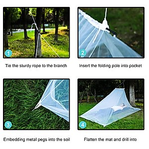 No-See-Um Camping Mosquito Net Bed Compact and Ultra-Light for Travel，Finest Holes Mesh 2000 Noseeum Netting for Camping and Hiking, Without Sleeping Mat (Single Light Grey Color，M)