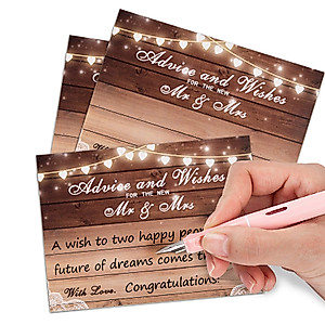 WUWEOT 100 Pack Wedding Advice Cards, Well Wishes Card for Bride and Groom, Rustic 6" x 4.3" Card Stock, Easy to Write on, Lasts Long