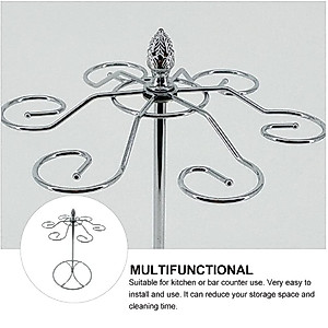 Cabilock Wine Glass Holder Table Top Wine Glass Rack Freestanding Countertop Stemware Storage Rack with 6 Hooks Wine Glass Stand Racks Holder Kitchen Glasses Accessories for Home Bar