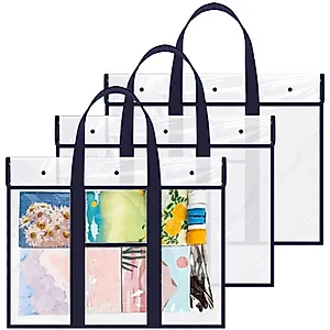 Windyun 3 Pack 19" x 25" Art Portfolio Bag Large Poster Storage Bag PVC Portfolio Folder for Artwork Bulletin Board Storage Art Portfolio Organizer Bulletin Board Holder for Poster Scrapbook Keepsake