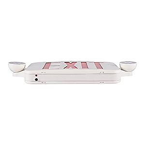 GRUENLICH LED Combo Emergency EXIT Sign with 2 Adjustable Head Lights and Double Face, Back Up Batteries- US Standard Red Letter Emergency Exit Lighting, UL 924 Qualified, 120-277 Voltage, 4-Pack