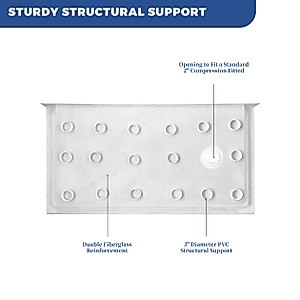 CKB 60 in. L x 30 in. W Right Drain Shower Base, Single Threshold Shower Pan with Slip Resistant Textured Surface, White