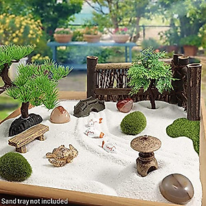 COCORO DIY Desktop Zen Garden for Desk and Office Accessories Includes Zen Garden Sand, Rocks, Rake, Moss Stones, Fishes, Lantern, Bridge, Bench, Baby Pine Tree, Pine Tree, and Turtle