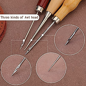 243Pcs Leather Working Tools and Supplies with Instruction, Leather Stamping Tools, Snaps and Fasteners Kit, Waxed Thread Cord, Cutting Mat, Leather Tooling Starter Kit for DIY Leather Craft