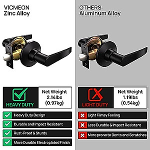 VICMEON 8 Pack Classic Keyless Door Lever Set, Passage Lever Door Handle, Passage Door Lever for Hallway and Closet, Reversible for Right and Left Side, Matte Black