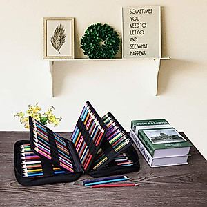 JAKAGO 220 Slots Colored Pencil Case Large Capacity Pen Holder for Artist Painter Zipper Organizer Bag for Marker Highlighter Storage Case for Office Sketch Travel Supplies (Black)