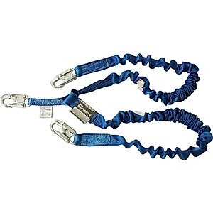 Honeywell Miller by Honeywell 232MD/6FTBL 6-Feet Manyard II Shock-Absorbing Stretchable Web Lanyard with 3 Locking Snap Hooks, Blue