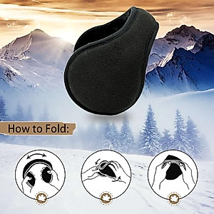 Winter Men Earmuffs, Big Size Foldable Polar Fleece Ear Warmers Women Adjustable Ear Muffs for Outdoor Activities (Brown)