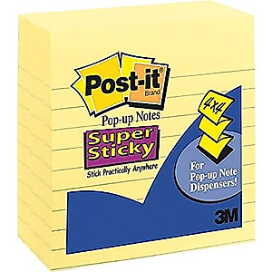 Post-It R440ywss Pop-Up Notes Refill, Lined, 4 X 4, Canary Yellow, 90-Sheet, 5/Pack