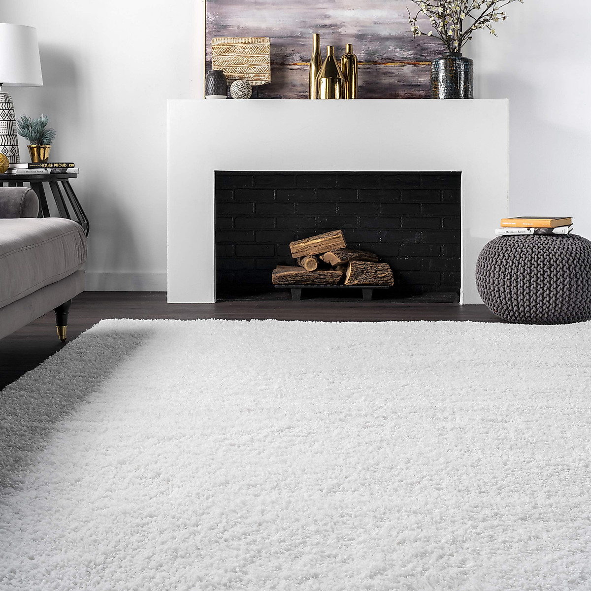 nuLOOM Gynel Contemporary Shag Area Rug, 8x10, Snow White