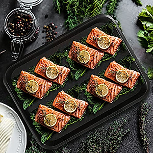 SEUNMUK 6 Pack 12 x 16 Inch Plastic Fast Food Trays, Cafeteria Trays, Scratch-Resistant Black Cafeteria Tray, Fast Food Serving Trays for School, Cafeteria, Restaurant