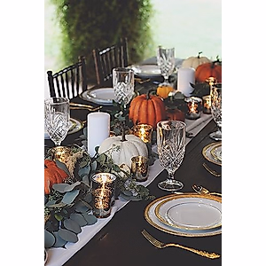 Just Artifacts 2-Inch Round Speckled Mercury Glass Votive Candle Holders (Gold, Set of 12)