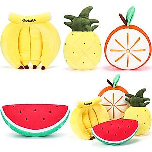 HyDren 4 Pcs Fruit Plush Pillow Pineapple Banana Watermelon Orange Plush Pillow Colorful Stuffed Fruit Pillows for Boys Girls Students Classroom Reward Exchange Gifts Home Decor